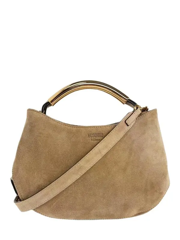 Moschino Suede Logo-embossed Tote Bag - Neutrals