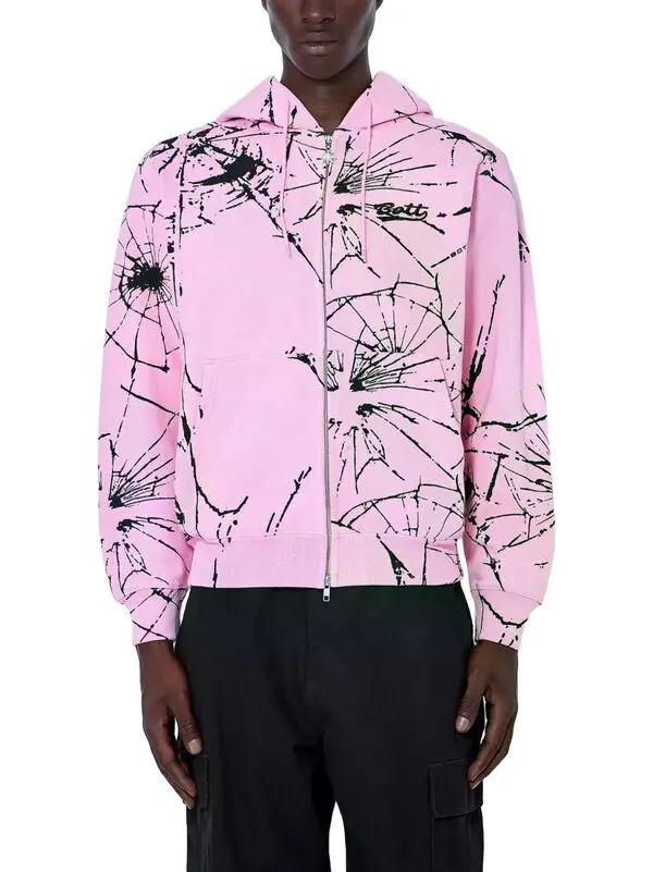 BOTT Shattered Print Zip-up Hoodie - Pink