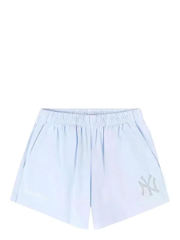 SPORTY & RICH Yankees Crystal-embellished Shorts - Blue