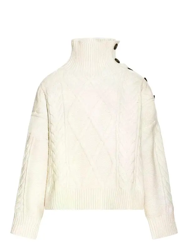 YVES SALOMON Cable Knit Button-detail Sweater - Neutrals