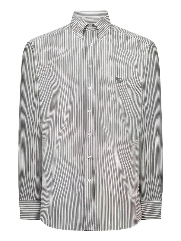 Etro Striped Embroidered-logo Shirt - White
