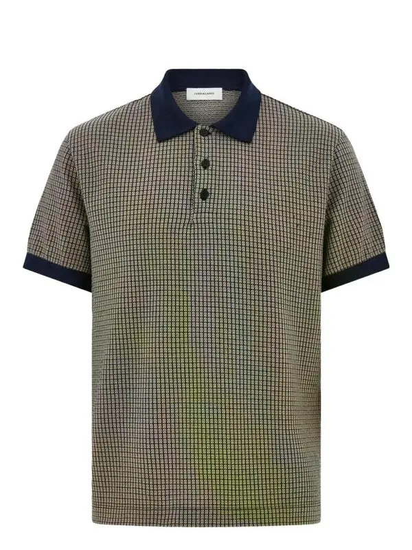 FERRAGAMO Check-jacquard Polo Shirt - Neutrals