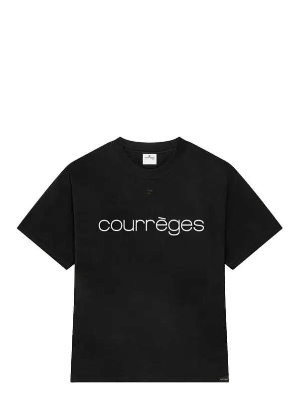 COURREGES Logo-print Oversized T-shirt - Black