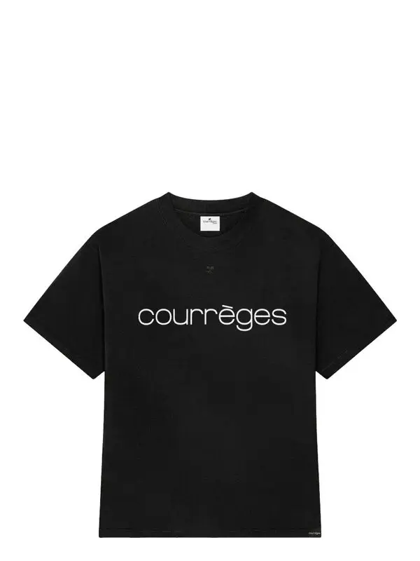 COURREGES Logo-print Oversized T-shirt - Black