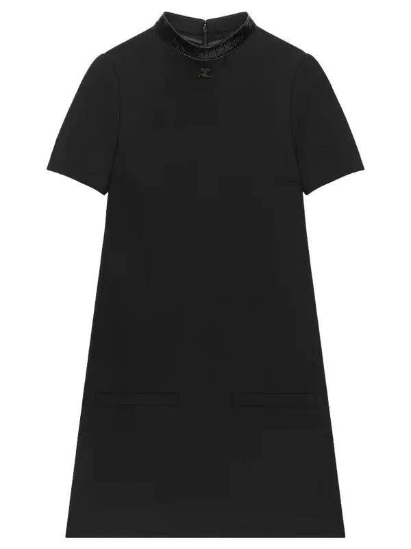 COURREGES Vinyl Collar A-line Mini Dress - Black
