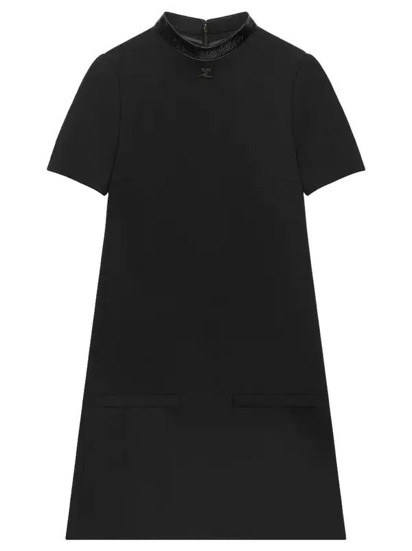 COURREGES Vinyl Collar A-line Mini Dress - Black