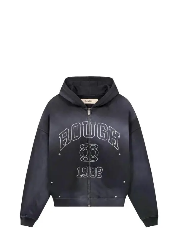 ROUGH. Rough Logo-print Zip-up Hoodie - Black