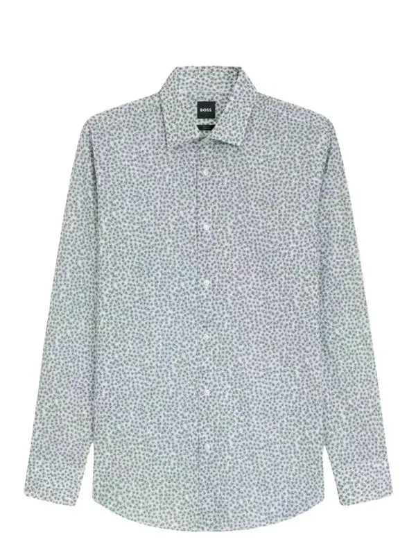 BOSS Floral-print Long-sleeve Shirt - White