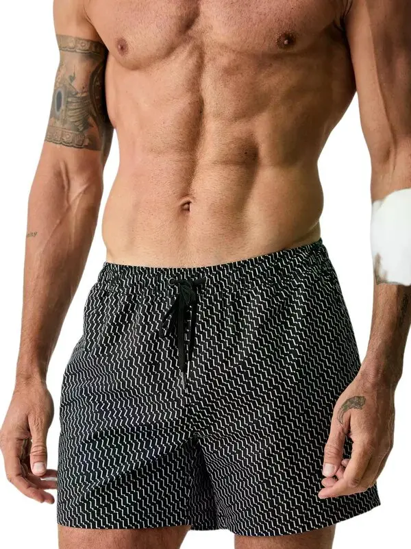 Marc O'polo Geometric Print Drawstring Swim Shorts - Black