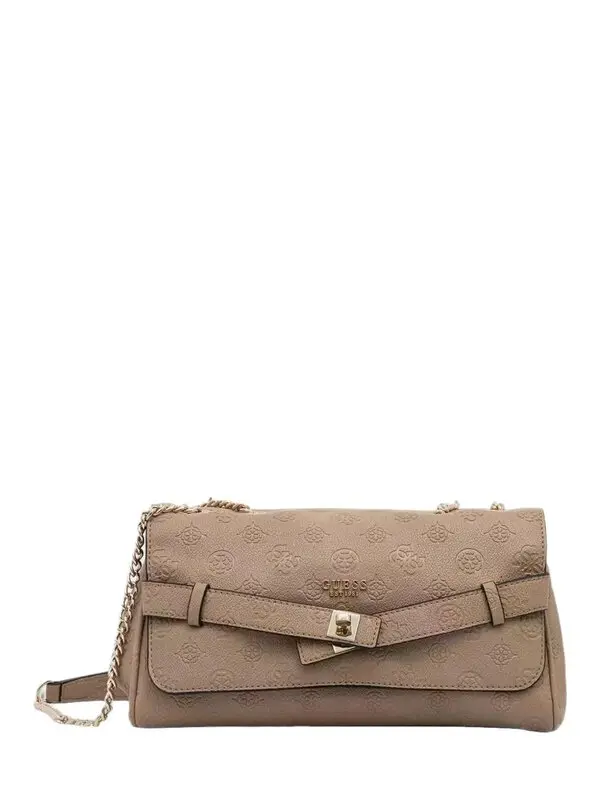Guess Monogram-debossed Buckle-detail Shoulder Bag - Neutrals