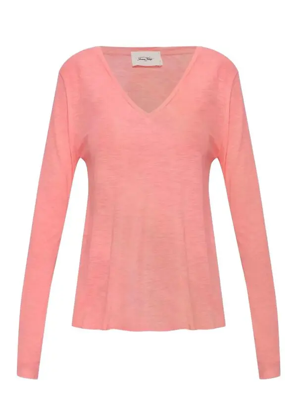American Vintage V-neck Long-sleeve Top - Pink