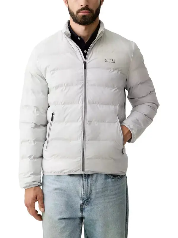 Guess Quilted High-neck Zip-up Jacket - Grey