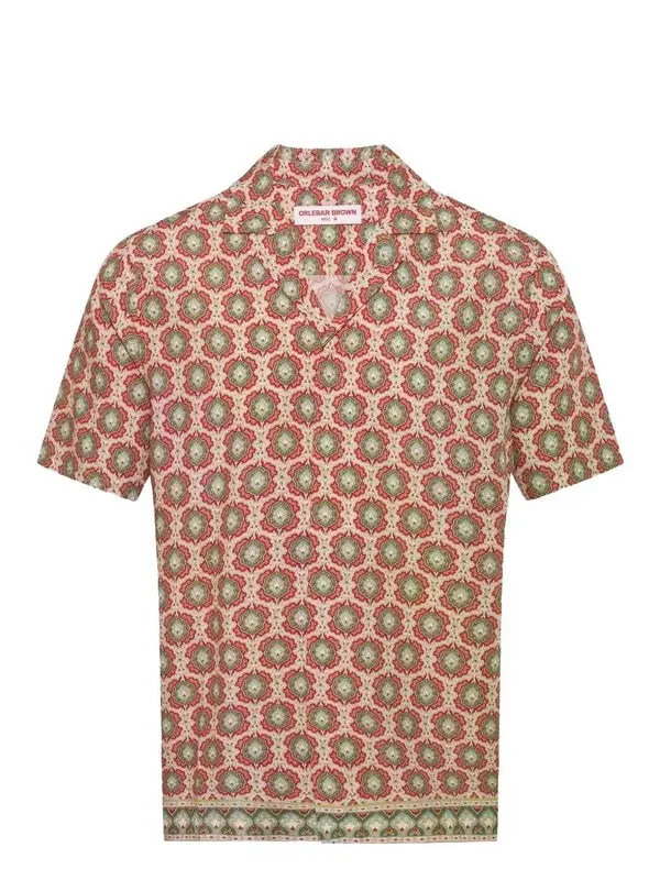 Orlebar Brown Geometric-print Camp-collar Shirt - Neutrals