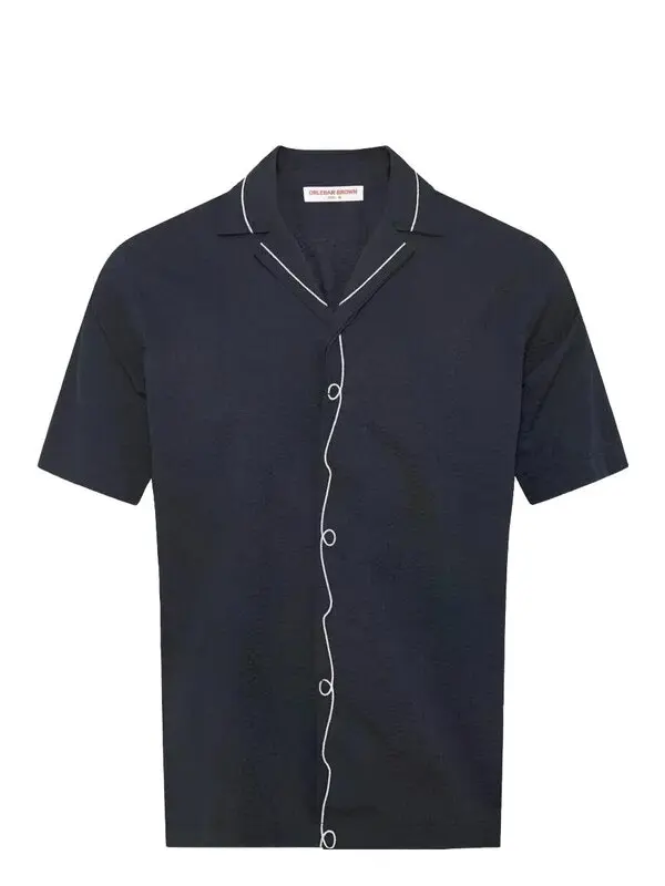 Orlebar Brown Maitan Border-embroidery Shirt - Blue