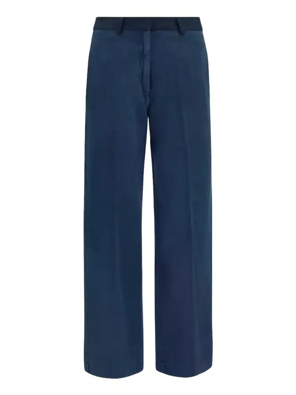 FORTE_FORTE Navy Cotton Twill Wide Leg Trousers - Blue