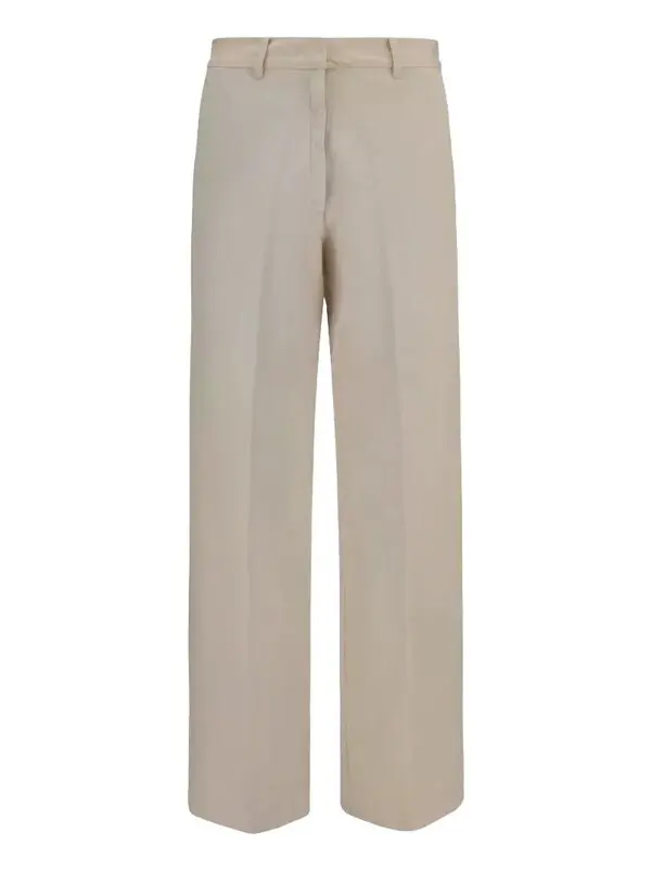 FORTE_FORTE Belt-loop Cotton Trousers - Neutrals