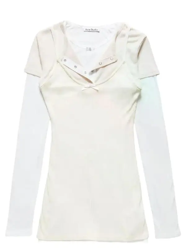 Acne Studios Layered-effect Bow Detail Mini Dress - Neutrals