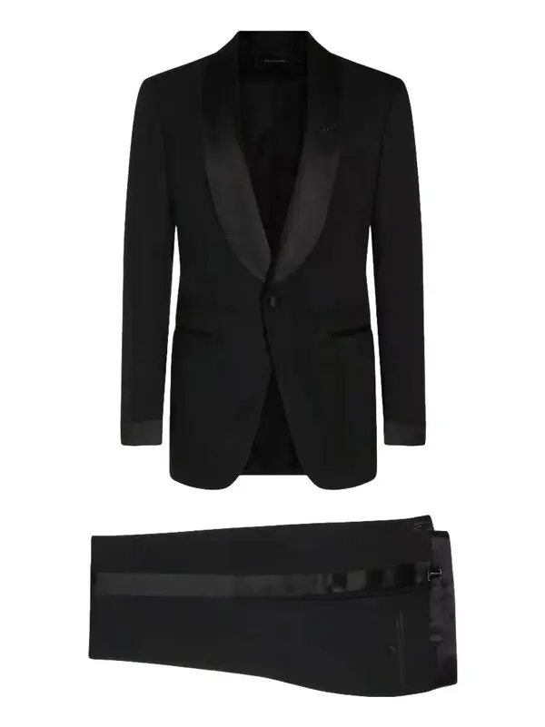 TOM FORD Satin-trim Wool Suit - Black