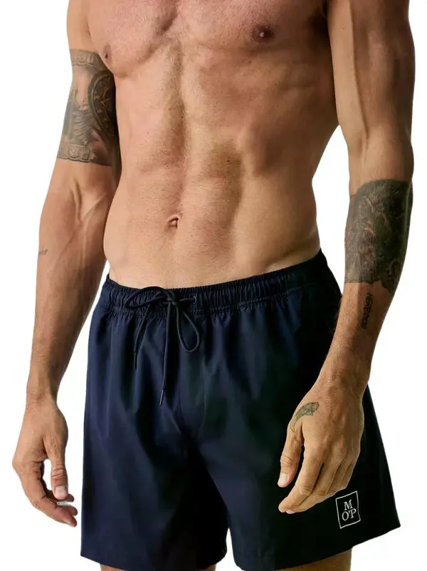 Marc O'polo Swim Shorts With Logo Patch - Blue