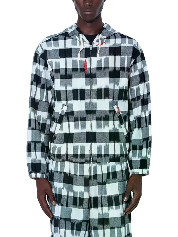 NOMARHYTHM Grid Pattern Zip-up Hoodie - Grey