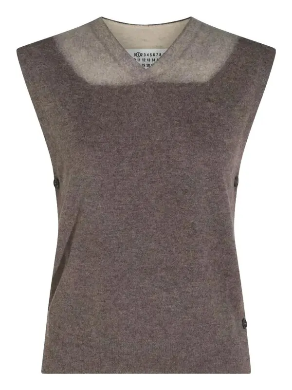 MAISON MARGIELA Sleeveless V-neck Knit Top - Brown