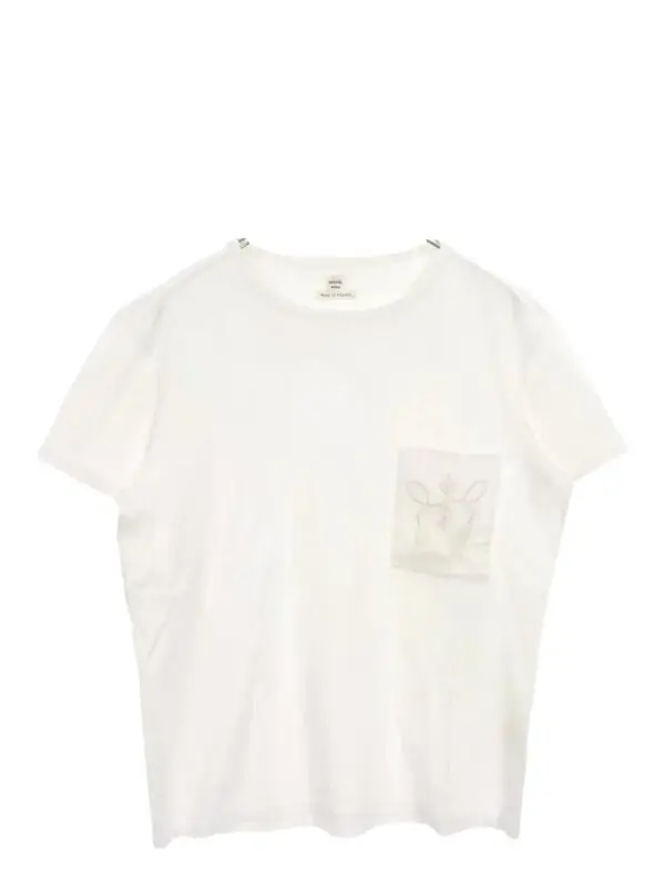 Hermès Embroidered Cotton Crewneck T-shirt - White