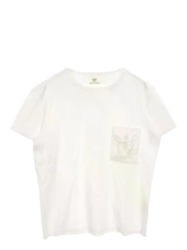 Hermès Embroidered Cotton Crewneck T-shirt - White