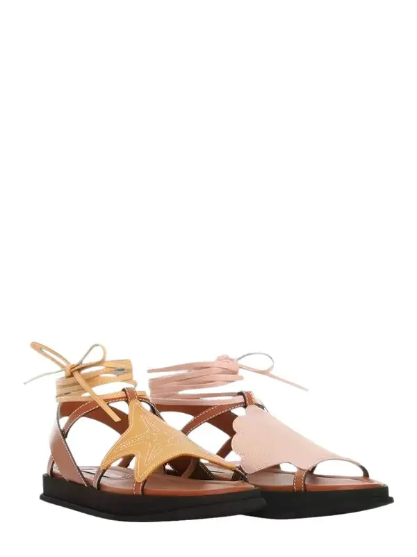 Zimmermann Lace-up Topstitch Sandals - Brown
