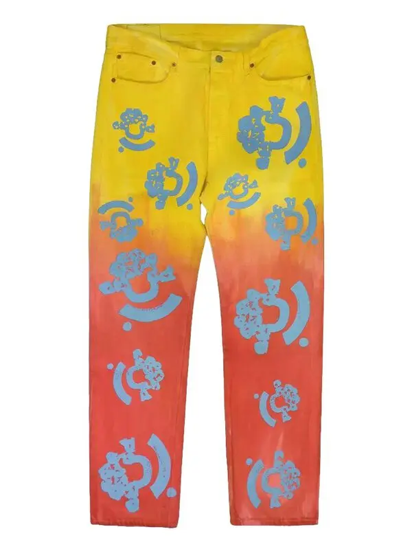 DENIM TEARS Bstroy 501 Graphic Print Jeans - Yellow