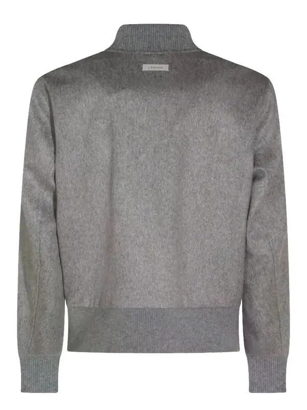LARDINI Ribbed-trim Wool Bomber Jacket - Grey