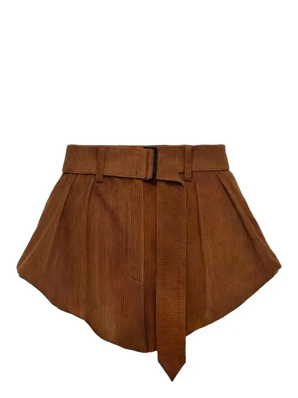 Magda Butrym Belted Pleated Shorts - Brown