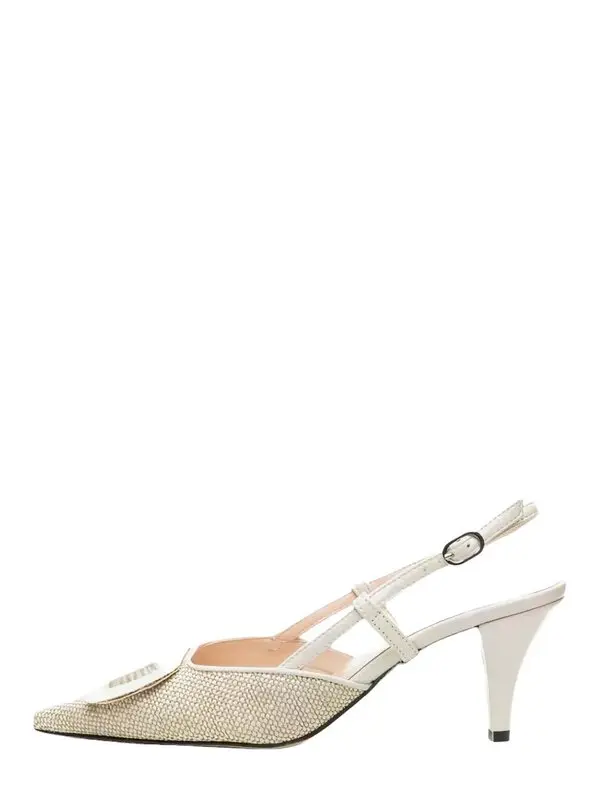 POCHE PARIS Textured Finish Buckle-detail Sandals - Neutrals