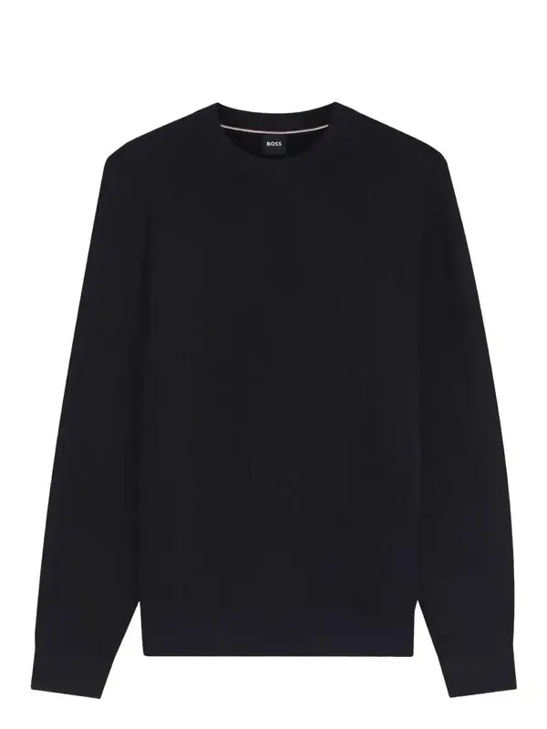 BOSS Regular-fit Diagonal-structured Cotton Sweater - Blue