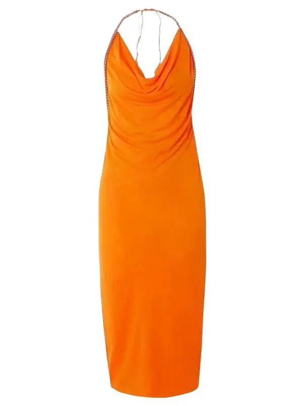 DION LEE Halterneck Embellished Dress - Orange