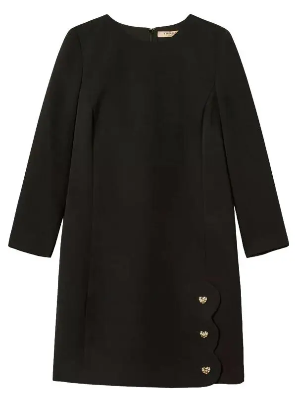 TWINSET Short Crêpe Dress With Heart-shaped Buttons - Black