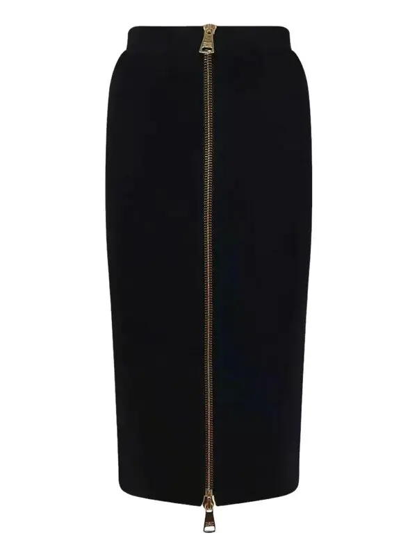 Elisabetta Franchi Midi Two-way Zip Skirt - Black