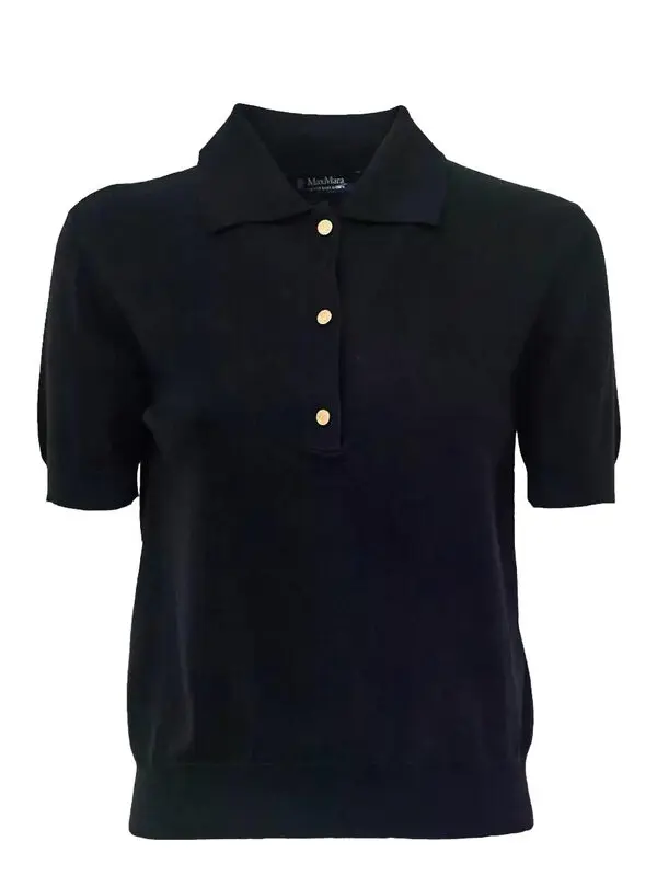 Max Mara Short Sleeve Fine Knit Polo - Black