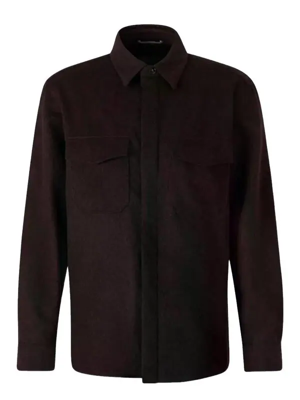 Canali Button-up Shirt Jacket - Brown