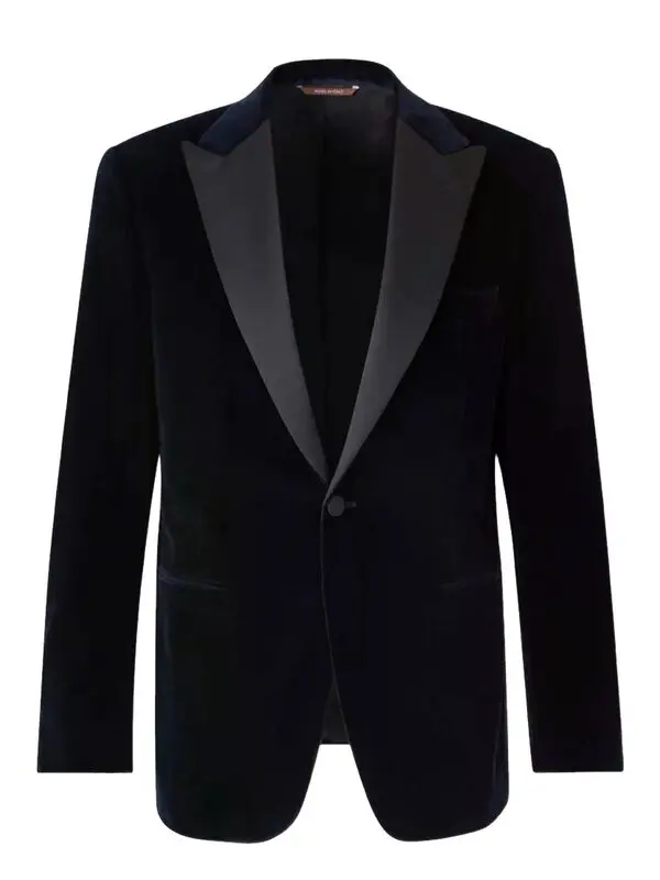 Canali Velvet Single-breasted Blazer - Blue