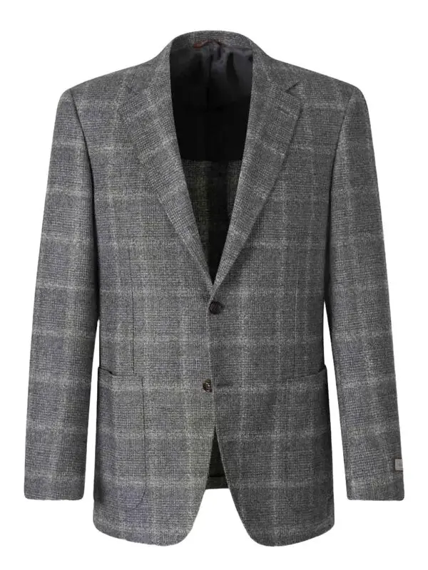 Canali Check-pattern Single-breasted Blazer - Grey