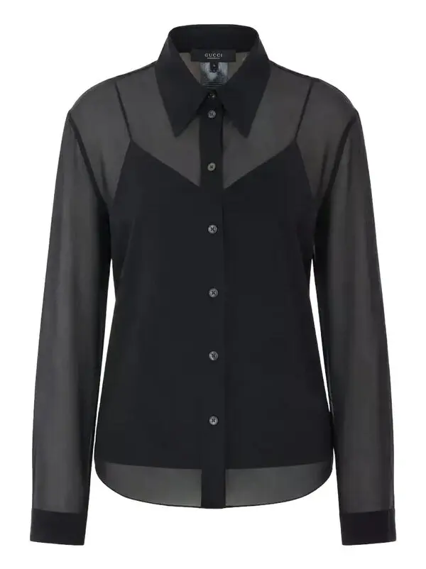 Gucci Long Sleeve Sheer Shirt - Black
