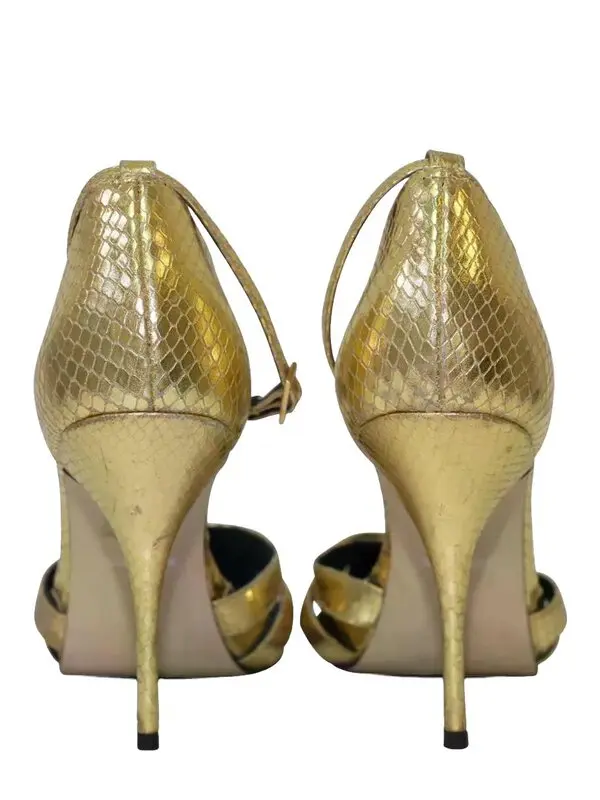 Carvela Python-effect Strappy Stiletto Pumps - Gold