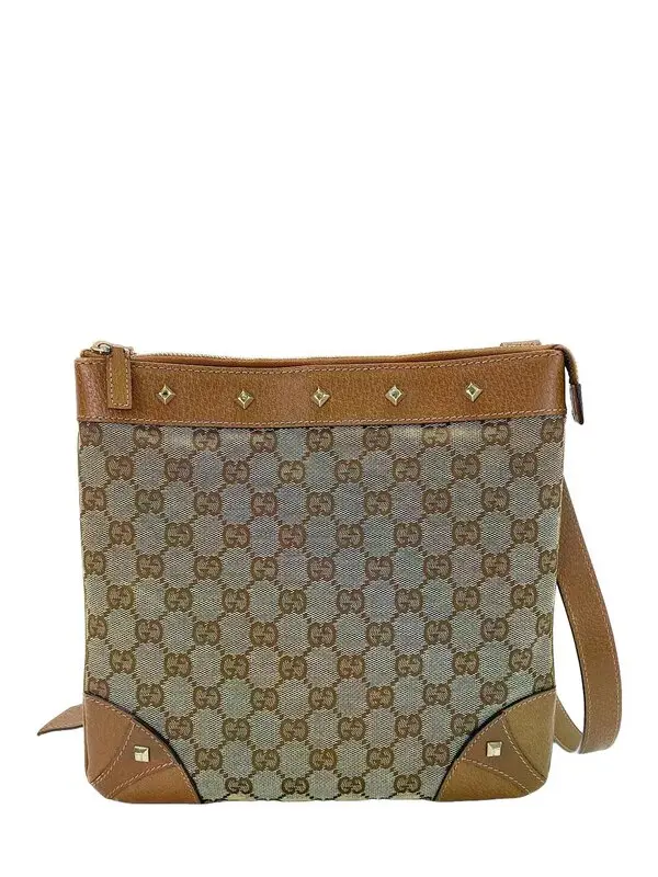 Gucci Gg Canvas Studded Shoulder Bag - Brown