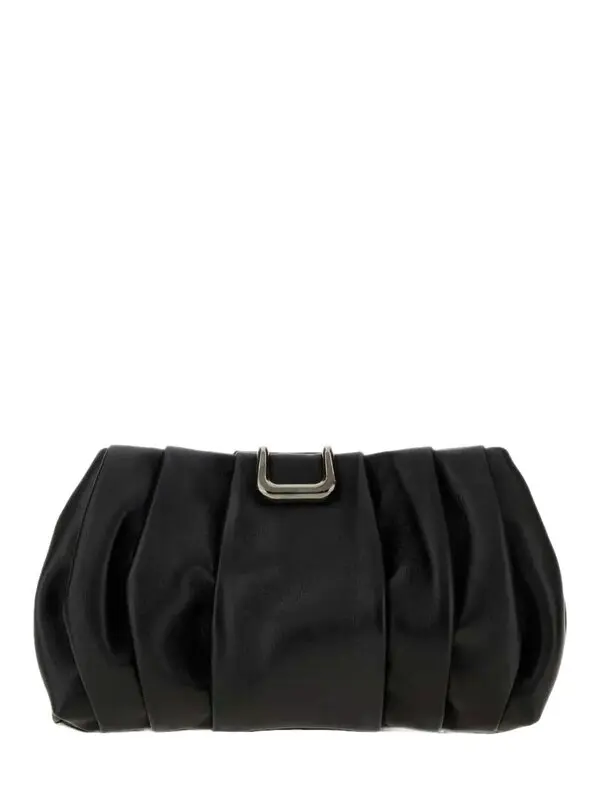 Brunello Cucinelli Pleated Leather Clutch Bag - Black