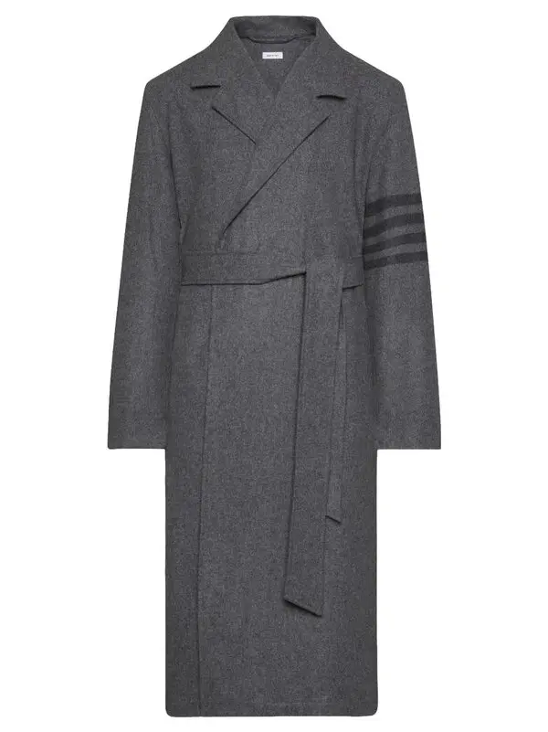 Thom Browne 4-bar Stripe Dressing Gown - Grey