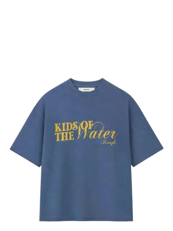 ROUGH. Water Logo-print Crewneck T-shirt - Blue