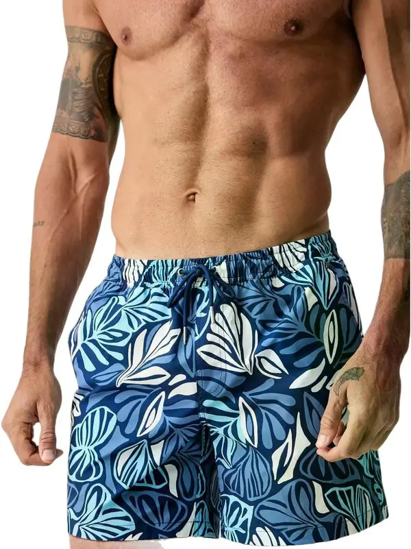 Marc O'polo Leaf Print Swim Shorts - Blue