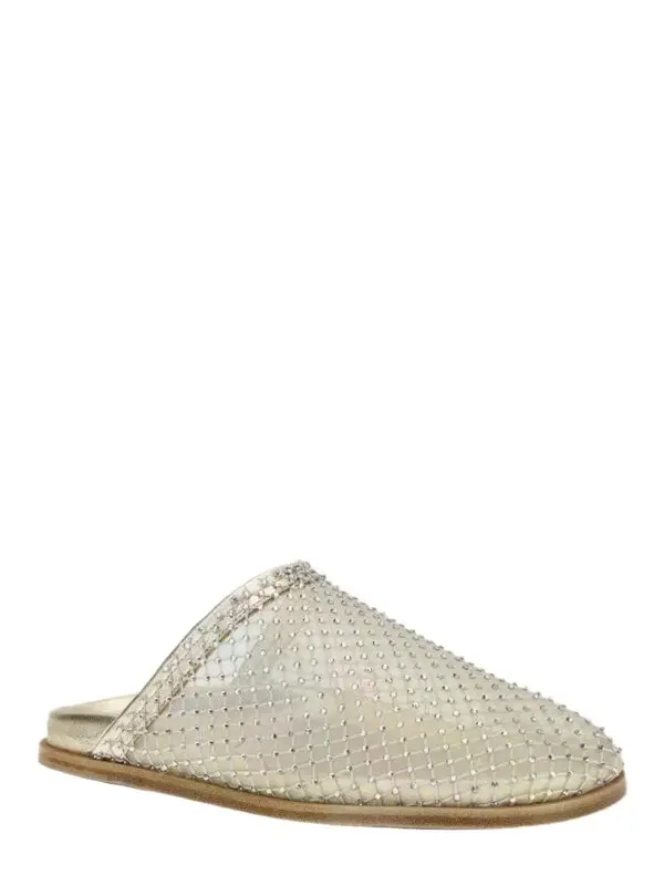 FORTE_FORTE Rhinestone Embellished Mesh Mules - Gold