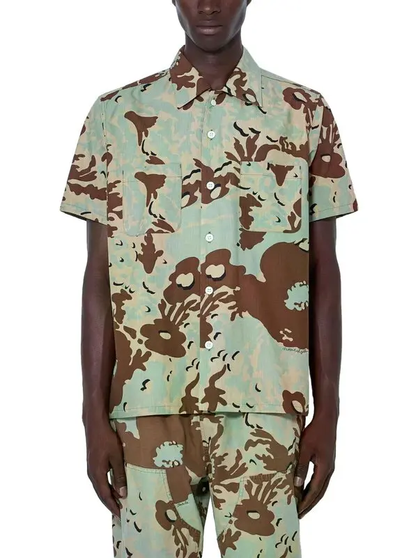 NOMARHYTHM Camouflage-print Short-sleeve Shirt - Green