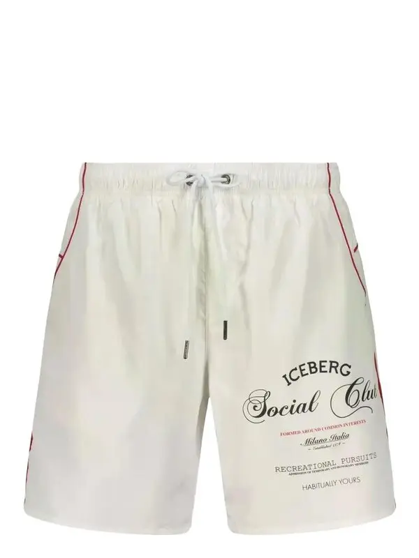 Iceberg Logo Print Swim Shorts - Neutrals